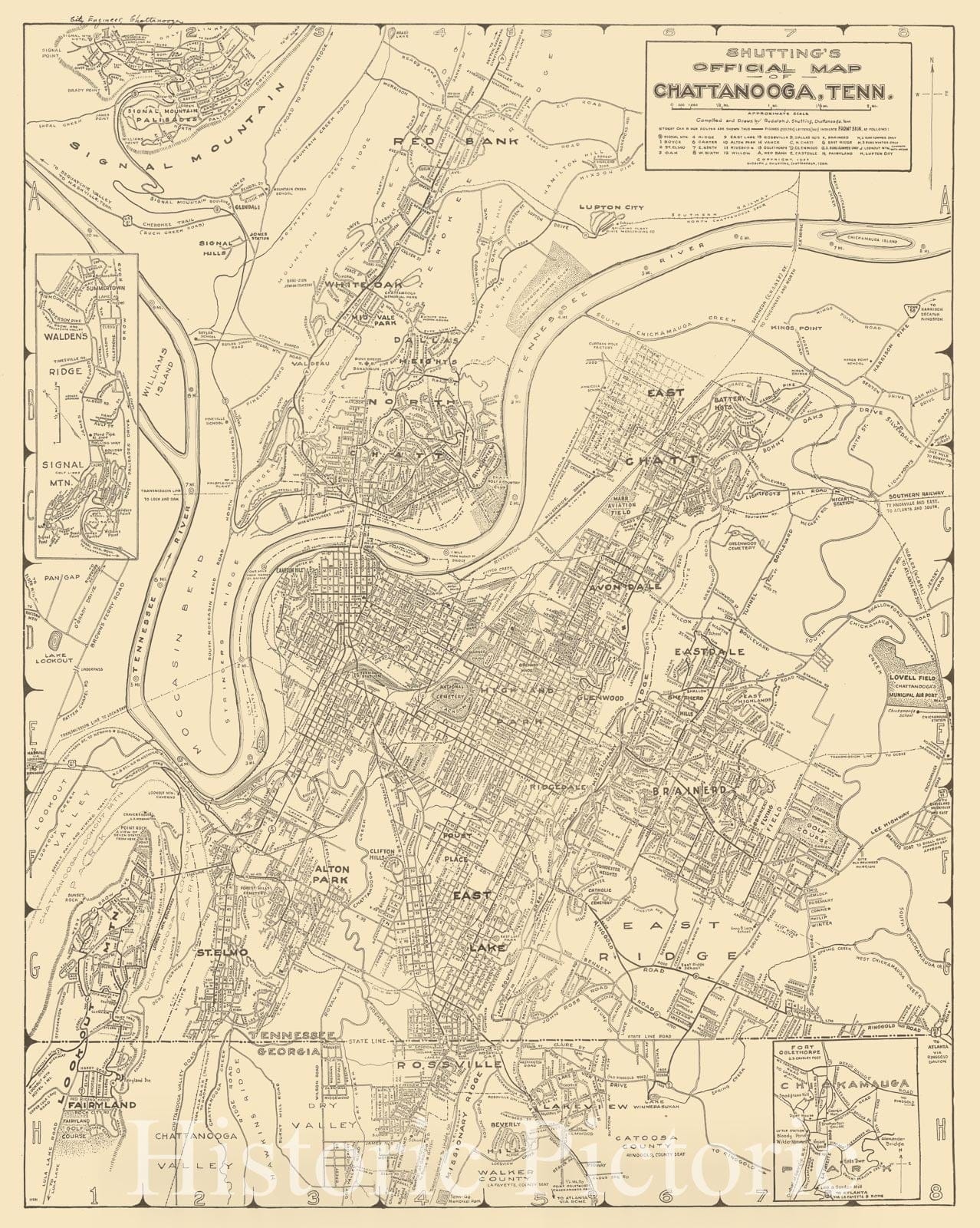 Old Maps Chattanooga Tennessee Battlefield Of Chattanooga Map Print:
