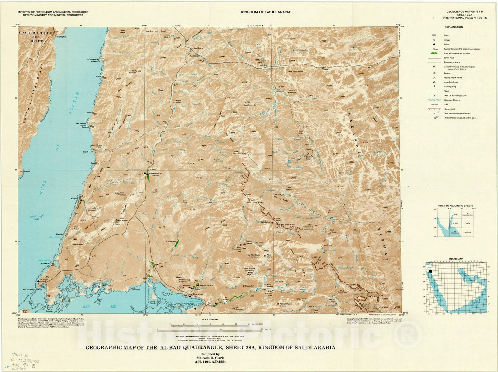 Map : Al Bad, Saudi Arabia 1984, Geographic map of the Al Bad quadrang ...