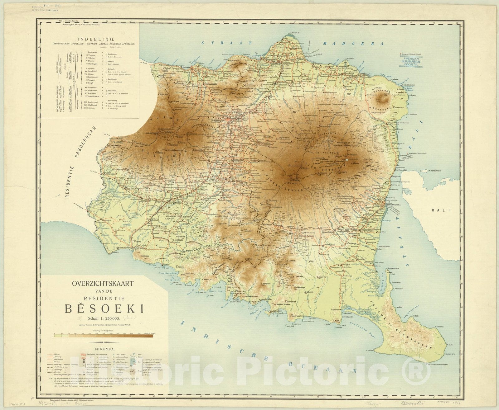 Map : Besuki, Indonesia 1911, Overzichtskaart van de residentie Besoek ...