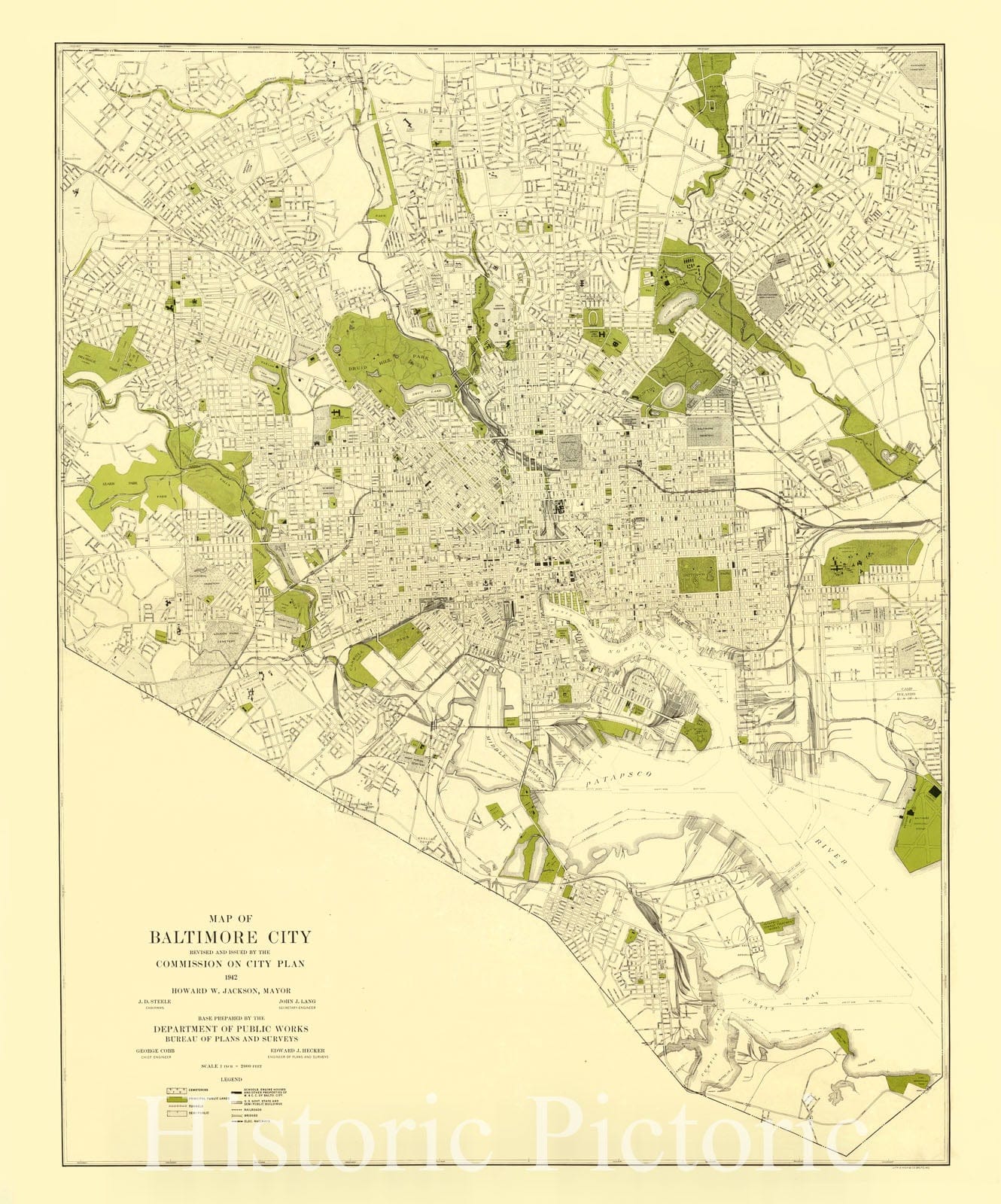 Map : Baltimore, Maryland 1942, Map of Baltimore city revised and issu ...