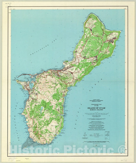 Map : Guam 1965, Topographic map of the island of Guam, Mariana Island ...