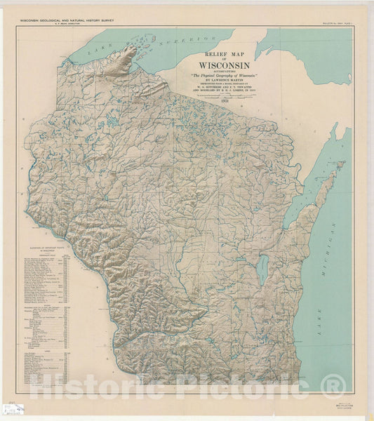 Map : Wisconsin 1931, Relief map of Wisconsin : accompanying |"|"The P ...
