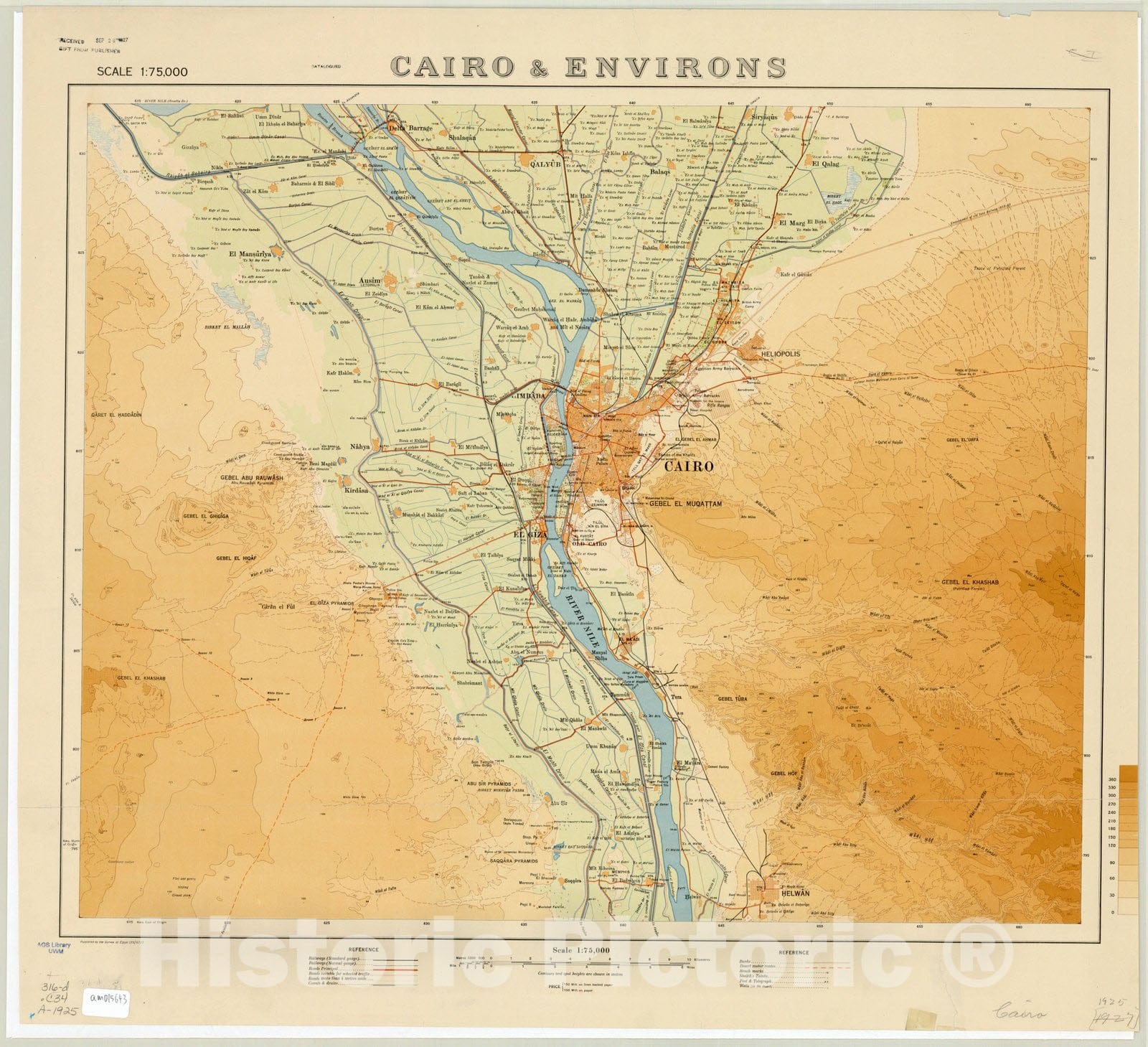 Map : Cairo, Egypt 1925, Cairo & environs, Antique Vintage Reproductio ...