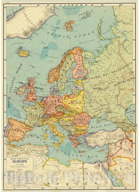 Map : Europe 1931, Ranally Political Series Europe , Antique Vintage R ...
