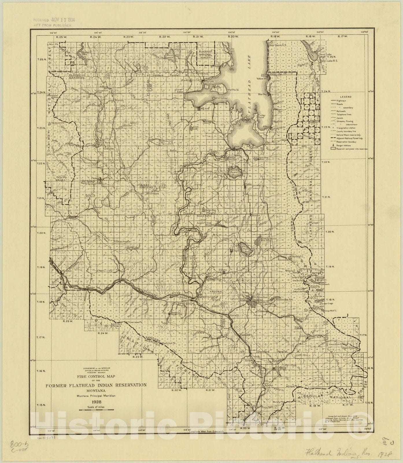 Map : Montana 1928, Fire control map of the former Flathead Indian Res ...