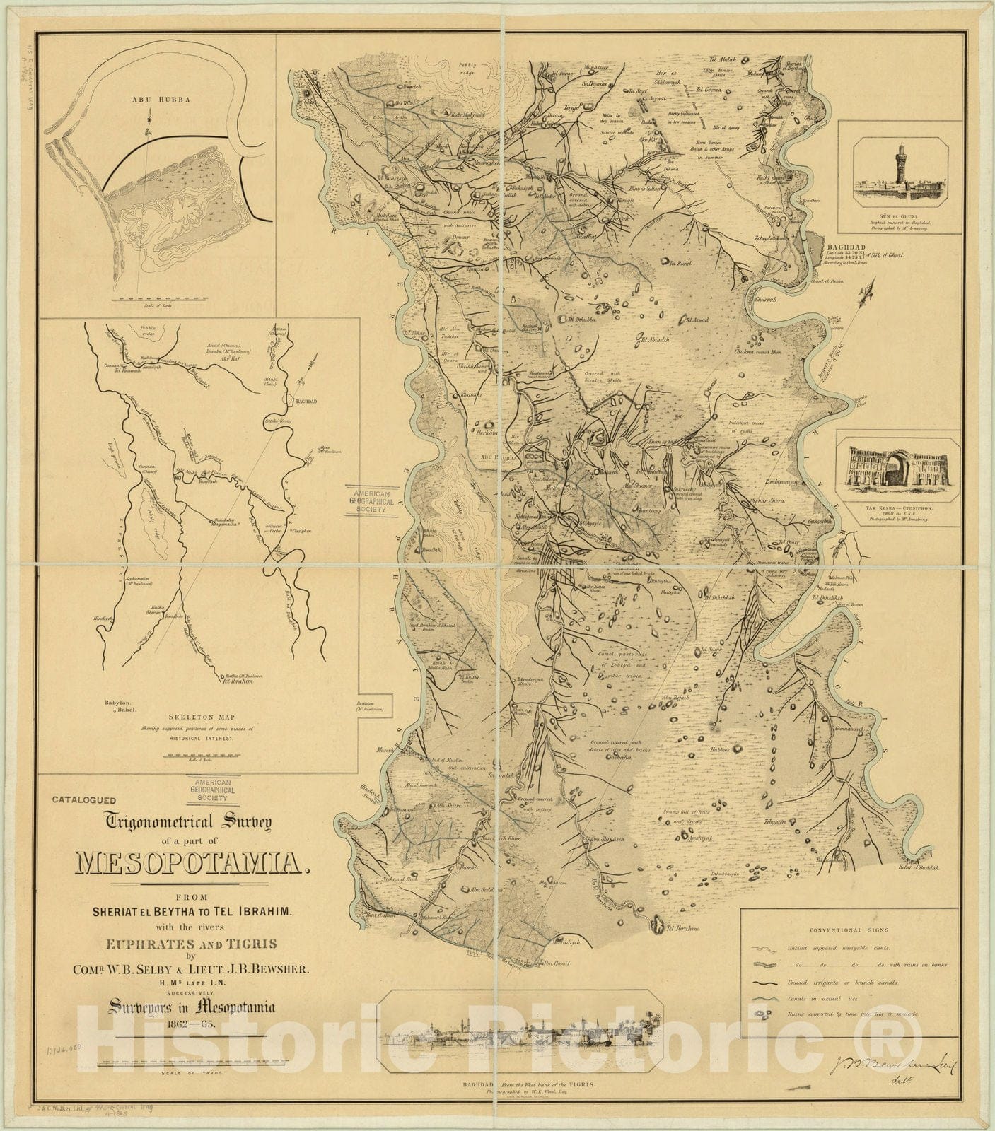 Historic Map : Iraq 1865, Trigonometrical survey of a part of Mesopota ...