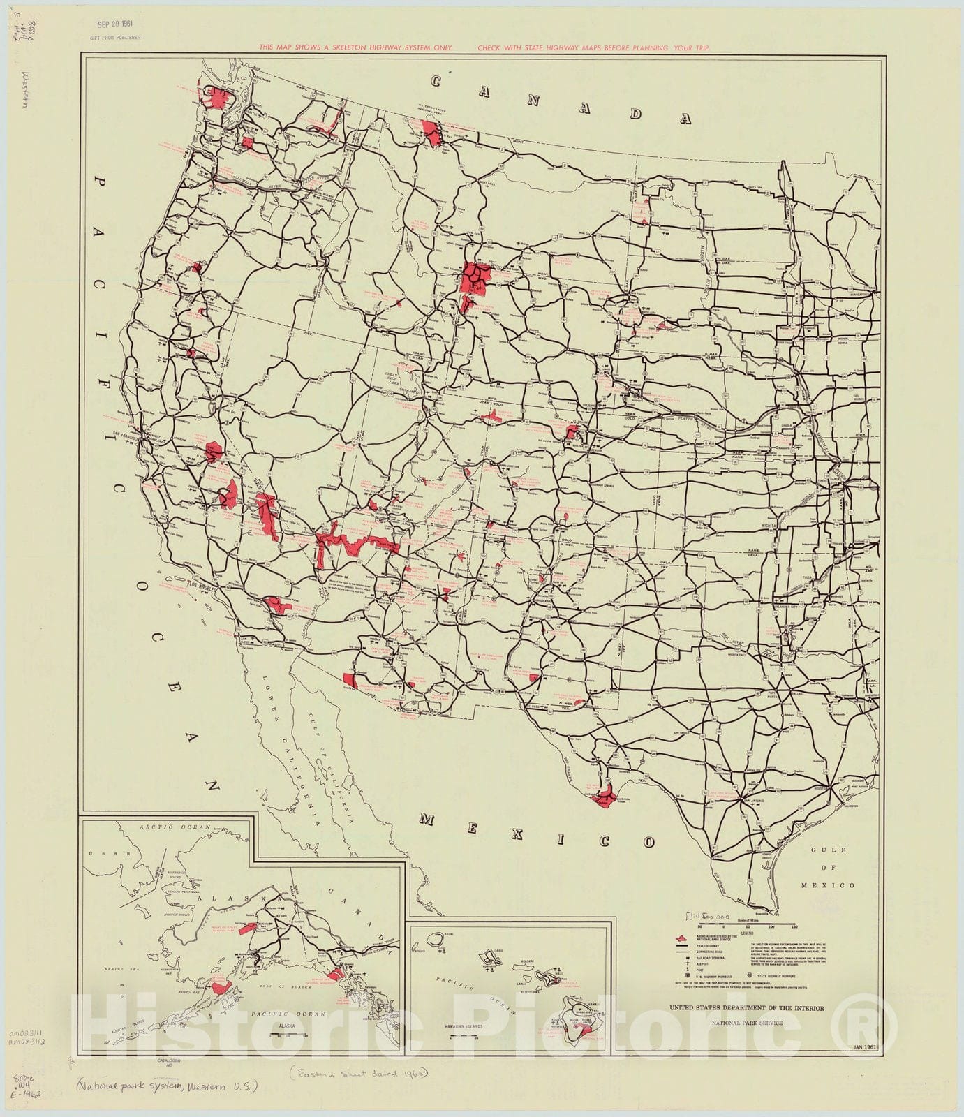 Map : United States, western 1962 3, The national park system : Wester ...