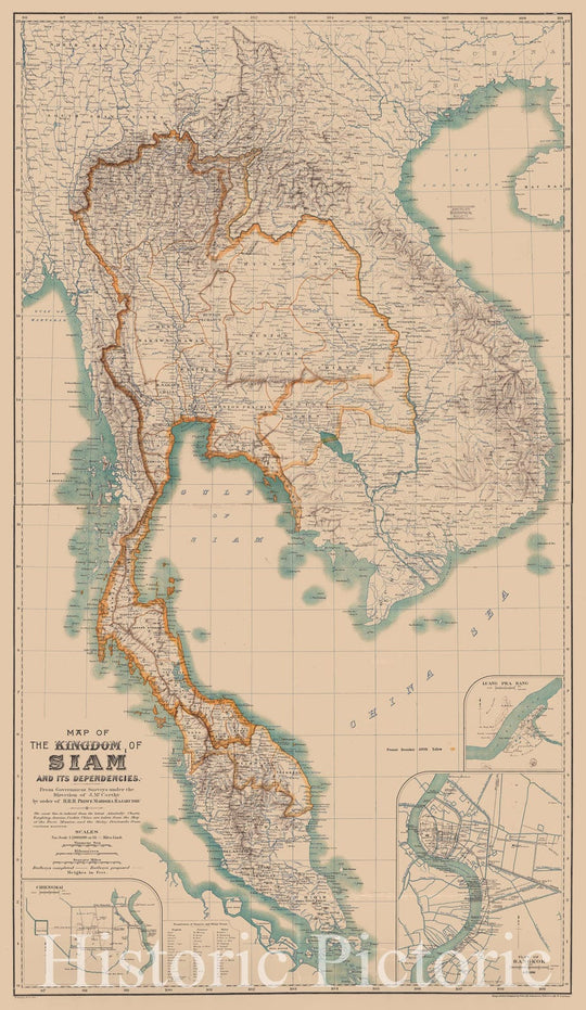 Map : Thailand 1900, Map of the Kingdom of Siam and its dependencies ...