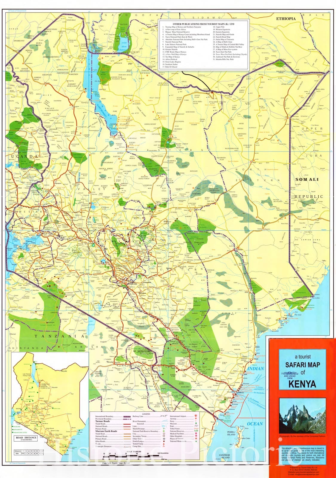 Map : Kenya 2005, A tourist safari map of Kenya , Antique Vintage Repr ...