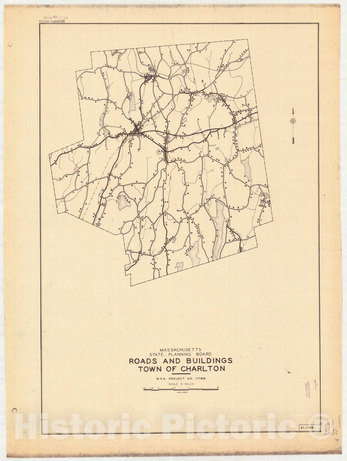 Map : Charlton, Massachusetts 1939 5, Town of Charlton , Antique Vinta ...