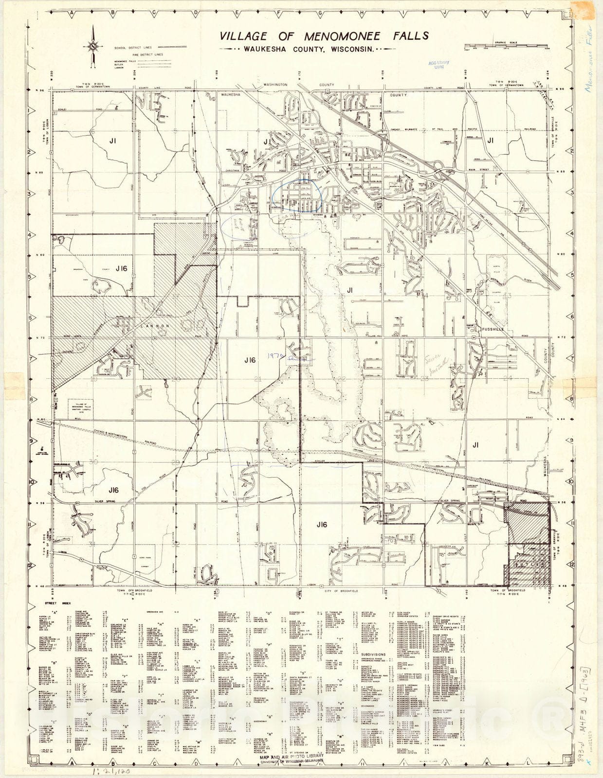 Map : Menomonee Falls, Wisconsin 1963, Official village map and street ...