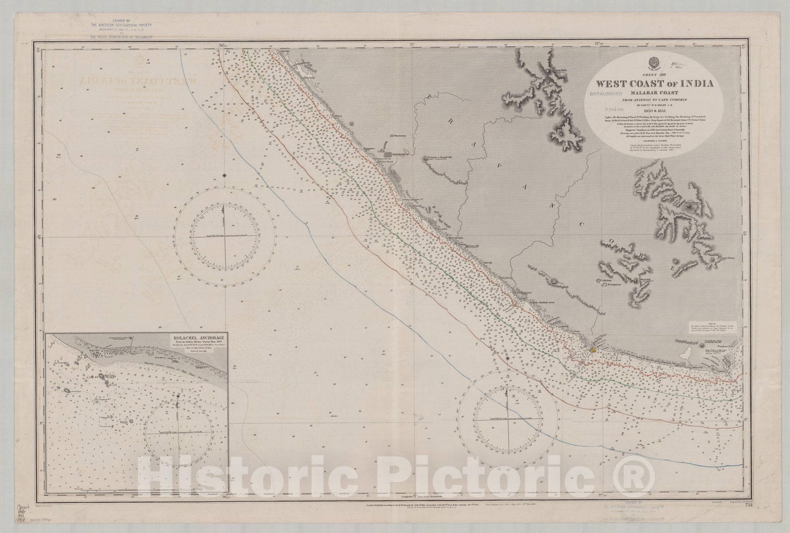 Map : Malabar coast, India 1914 2, Sheet XIII, west coast of India, Ma ...