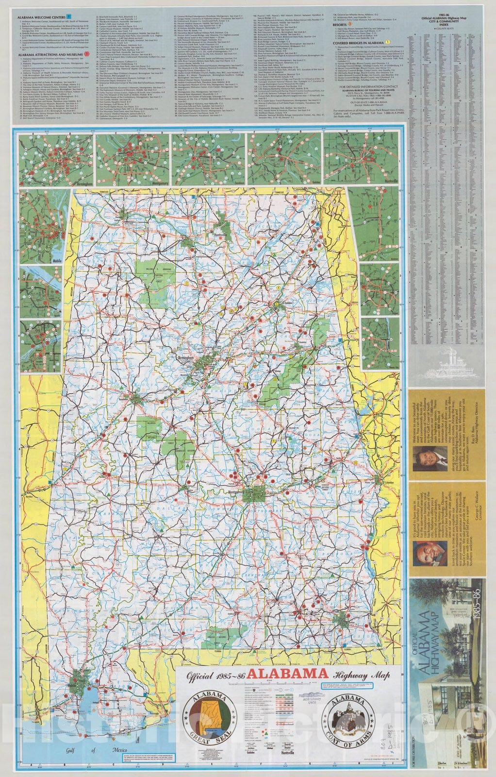 Map : Alabama 1985, Official 1985-86 Alabama highway map , Antique Vin ...