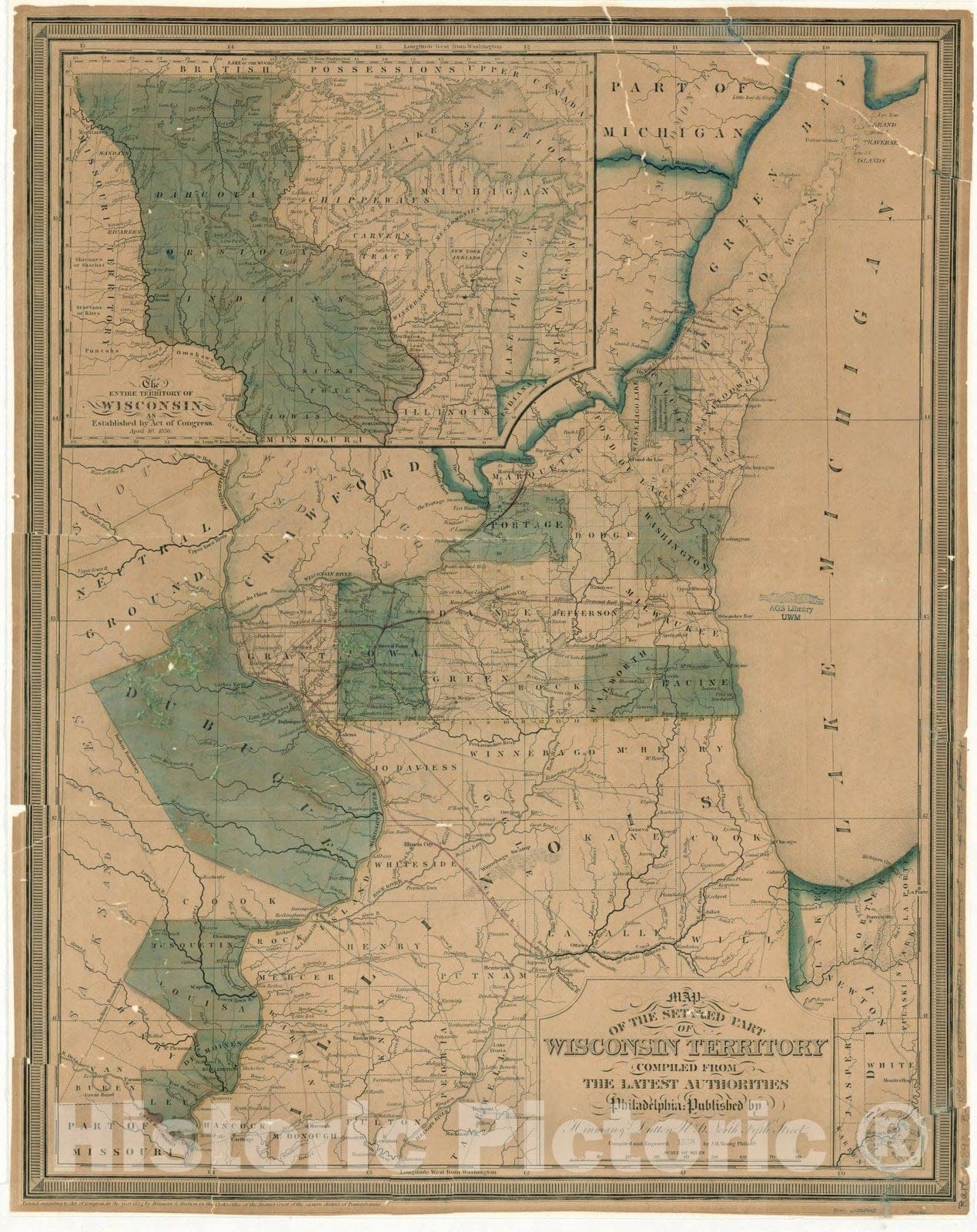 Map : Wisconsin 1838 1, Map of the settled part of Wisconsin Territory ...