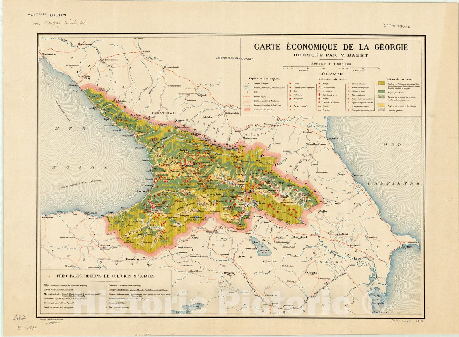 Map : Republic of Georgia 1918, Carte economique de la Georgie , Antiq ...