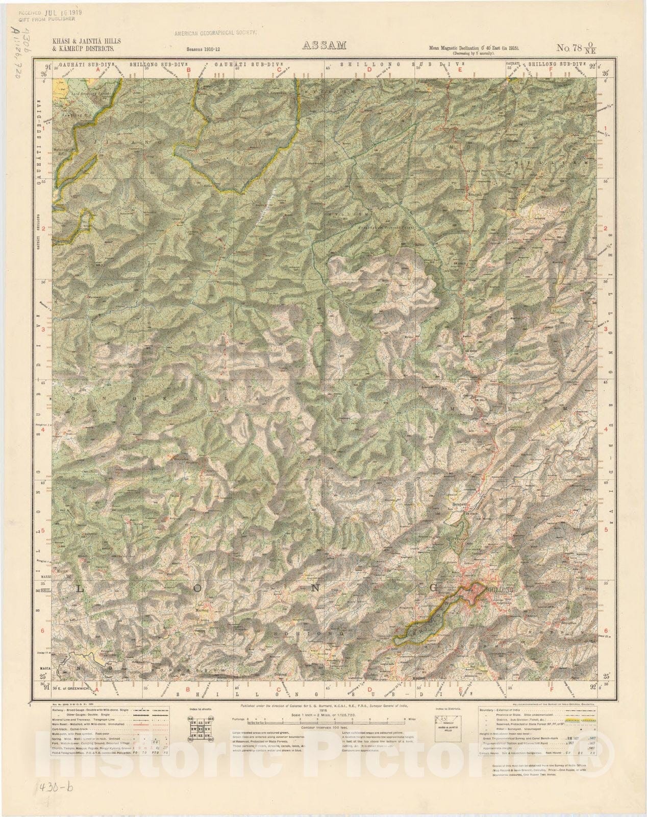 Map : Khasi & Jaintia Hills & Kamrup Districts, Assam, No. 78 O/N.E. 1 ...