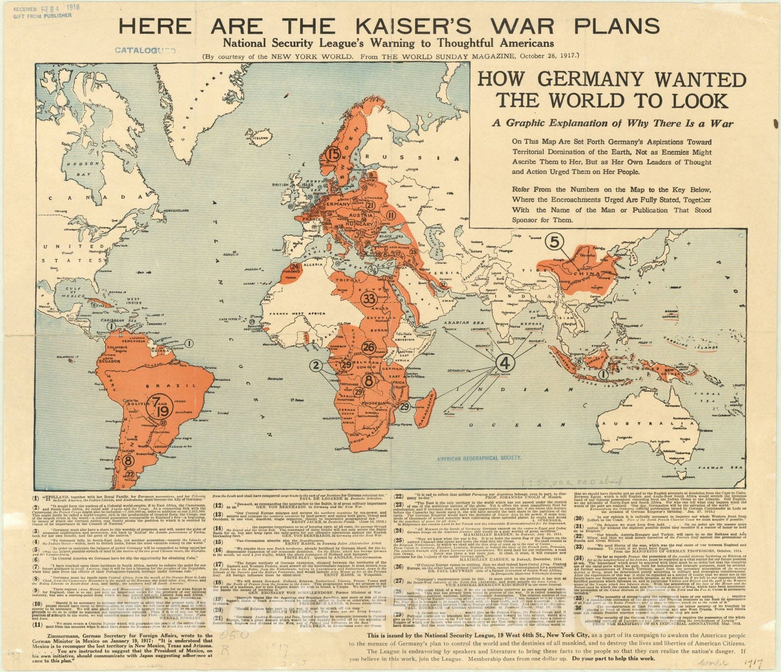 Map : World 1917, Antique Vintage Reproduction – Historic Pictoric
