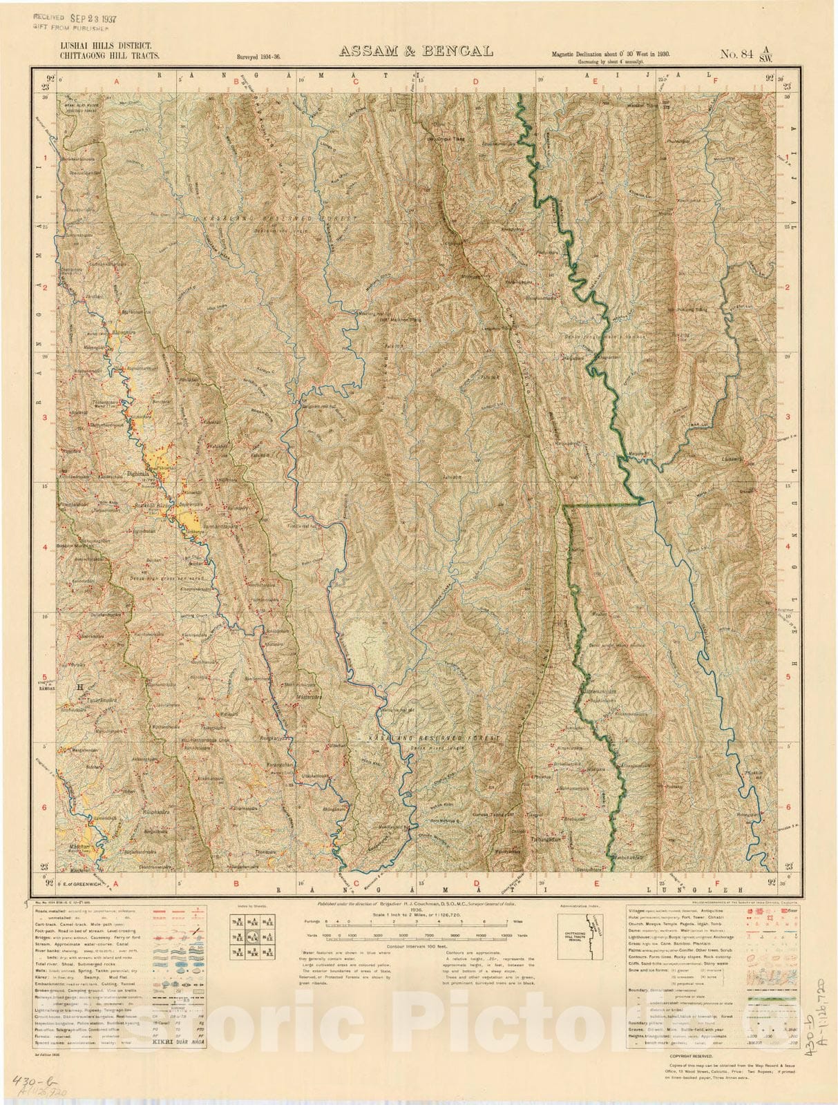 Map : Lushai Hills District. Chittagong Hill Tracts. Assam & Bengal No ...