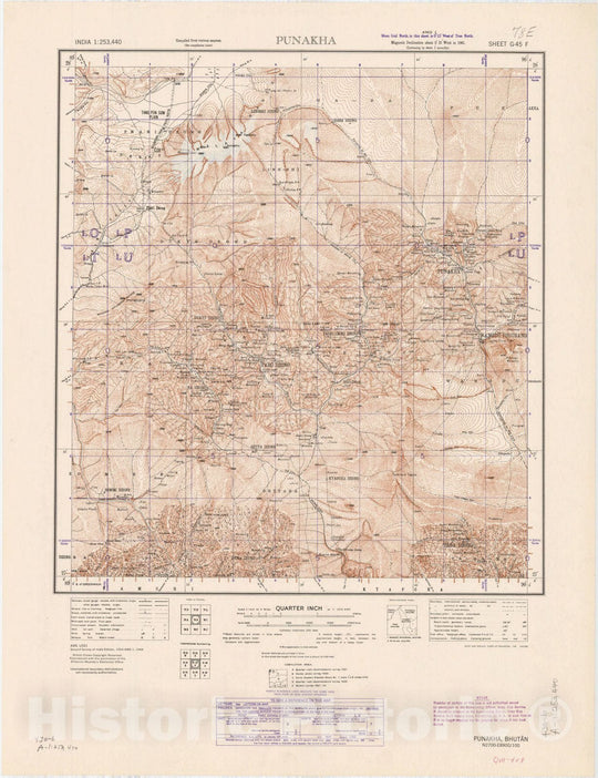 Map : Punakha, India 1944, India 1:253,440 Punakha sheet G-45 [78 E ...