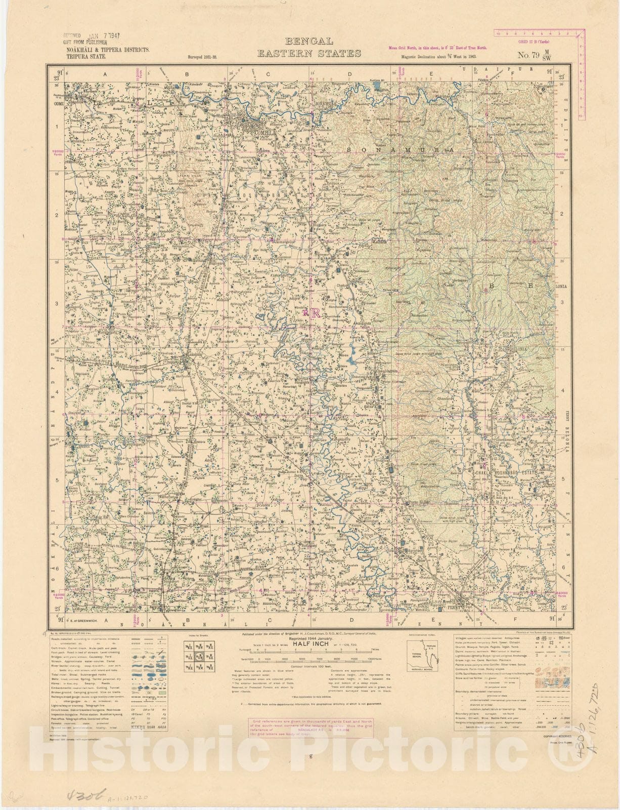 Map : Noakhali & Tippera Districts, Tripura State, Bengal eastern stat ...