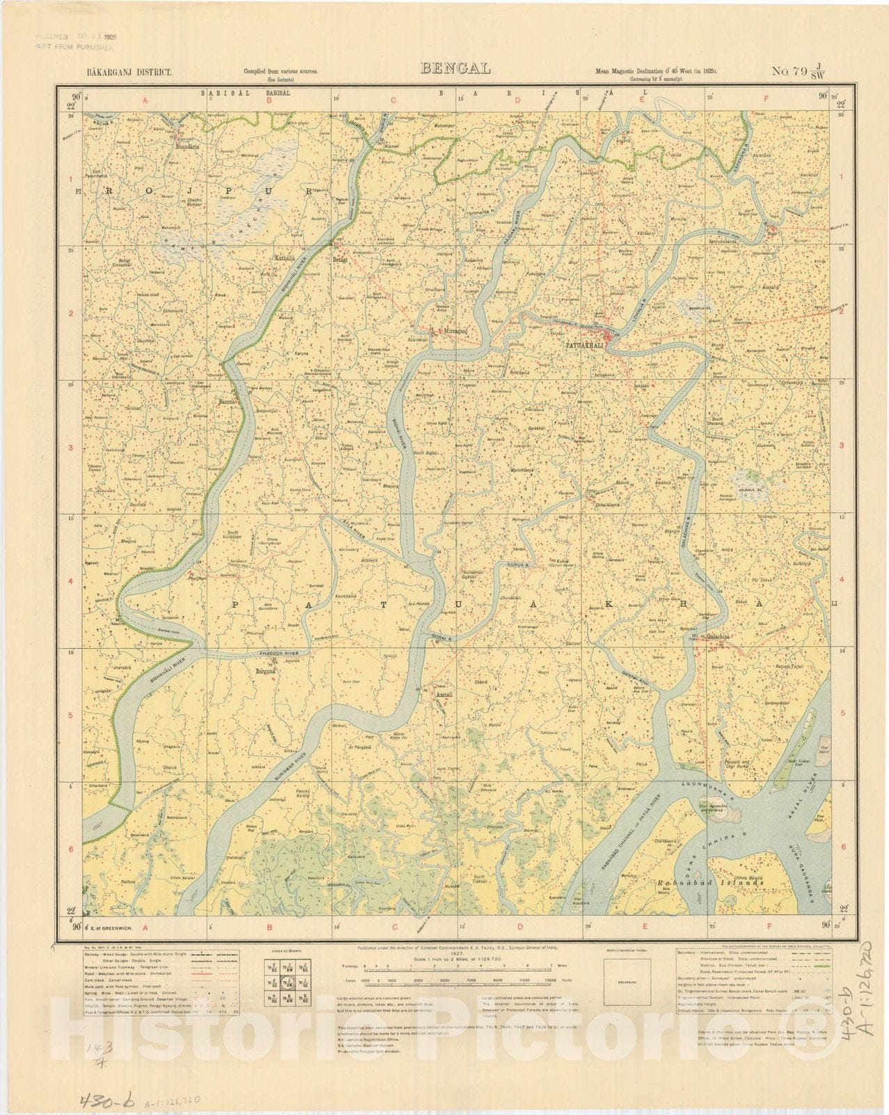 Map : Bakarganj Districts, Bengal, No. 79 J/S.W. 1927, India and adjac ...