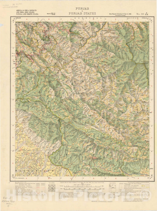 Map : Ambala & Simla Districts and Simla Hill States, Patiala and Sirm ...