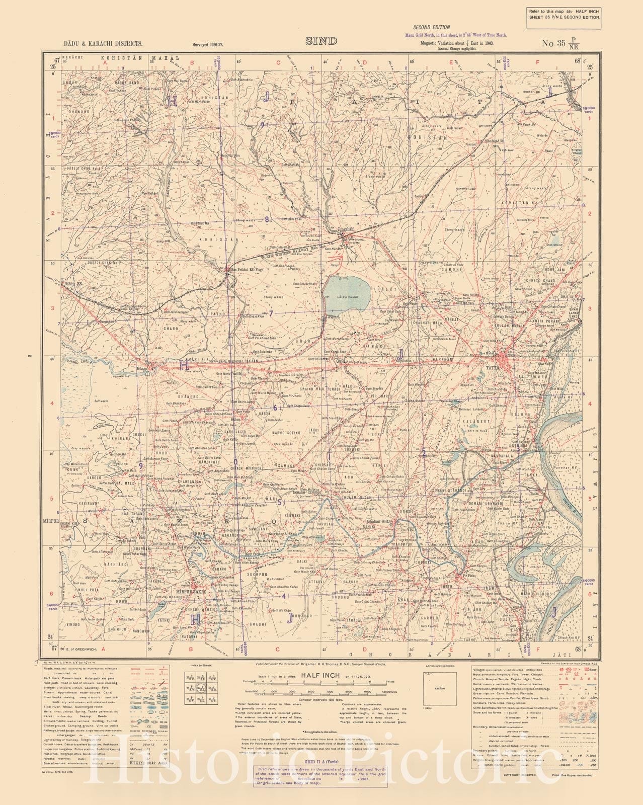 Map : Dadu & Karachi Districts, Sind, No. 35 P/N.E. 1945, India and ad ...