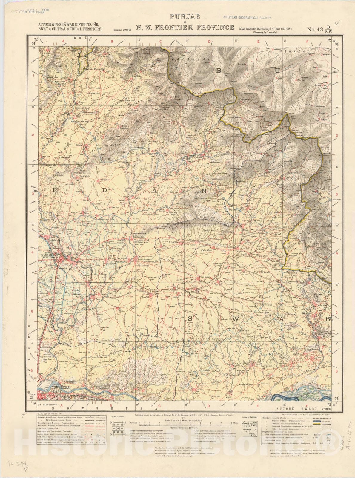 Map : Attock & Peshawar Districts, Dir, Swat & Chitral & Tribal Territ ...