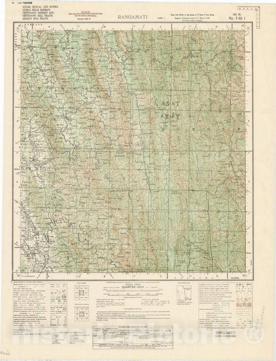 Map : Assam, Bangal and Burma, Lushai Hills District, Chittagong Distr ...