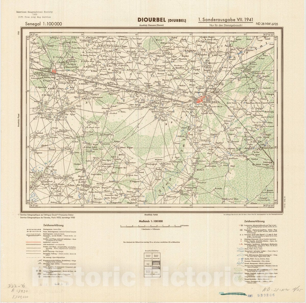 Map : Diourbel (Diurbel), Senegal 1941, Senegal 1:100 000 Diourbel (Di ...