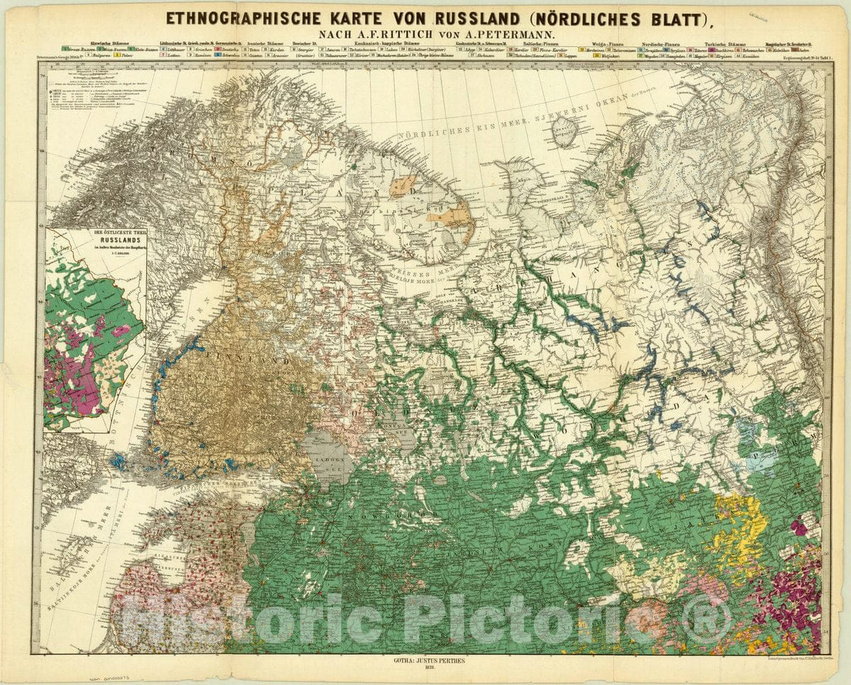 Map : Russia 1878, Ethnographische Karte von Russland : nach A.F. Ritt ...