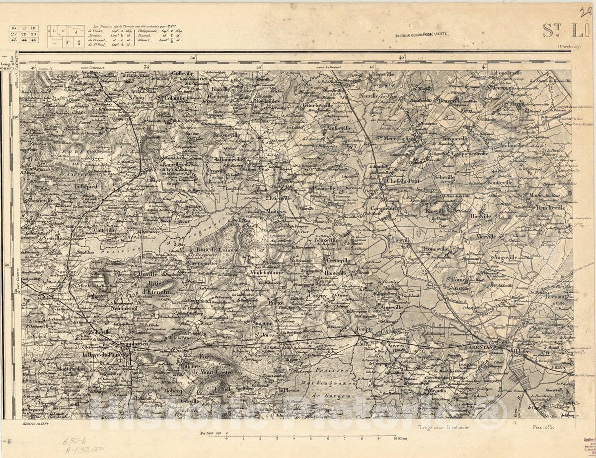 Map : St. Lo., France 2, [Topographic maps of France], Antique Vintage ...