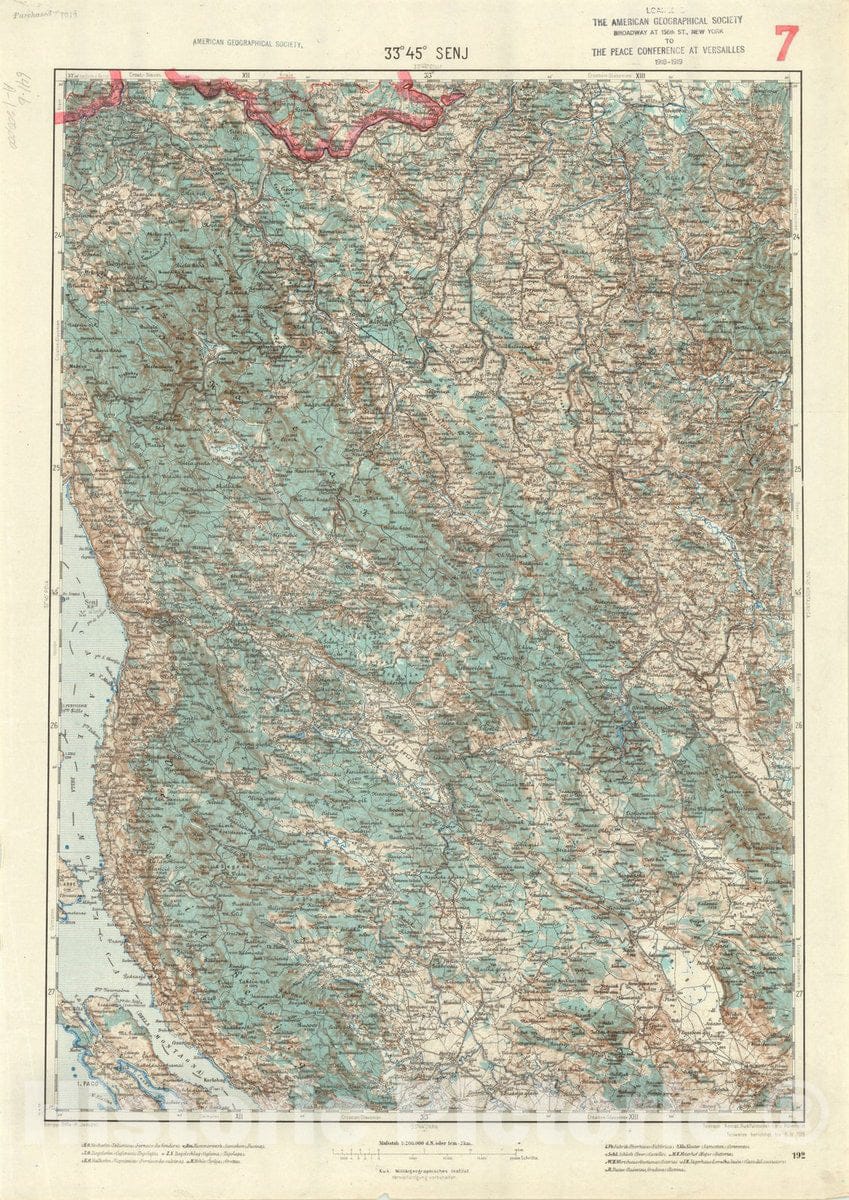 Map : Senj, Croatia 1915 2, Generalkarte von Mitteleuropa, Antique Vin ...