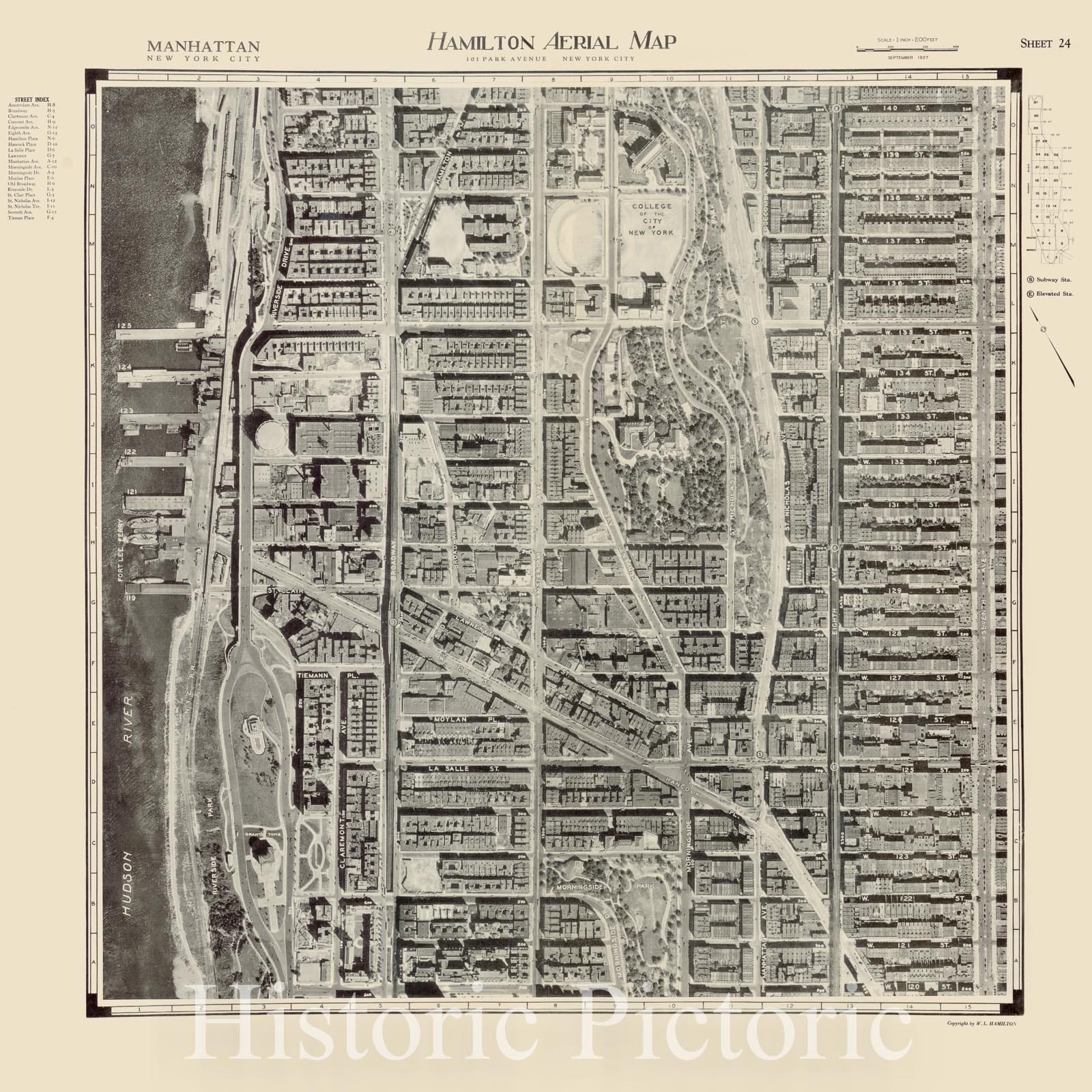 Map : New York city, New York 1927, Manhattan, New York city, Hamilton ...
