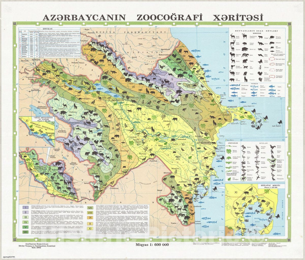 Map : Azerbaijan 2003, AzA?rbaycan zoocografi xeritesi, Antique Vintag ...