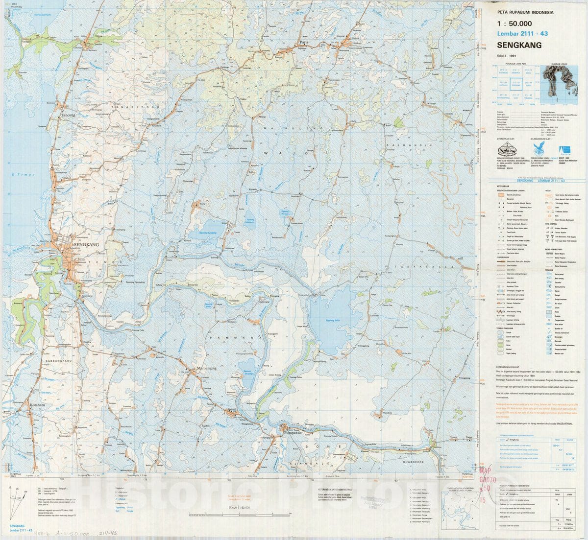 Map : Sengkang, Indonesia 1991, Peta rupabumi Indonesia, 1:50,000 , An ...