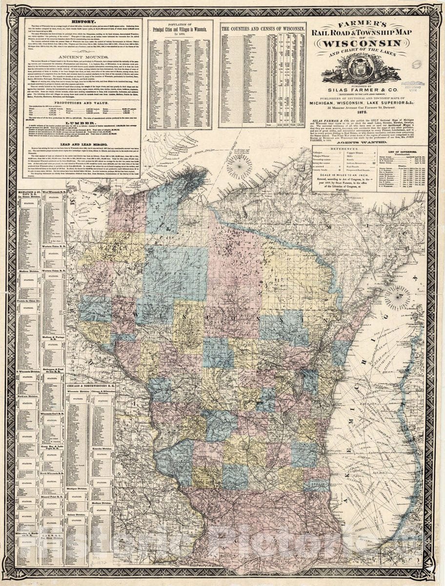 Map : Wisconsin 1873 1, Railroad and sectional map of Wisconsin, 1873 ...