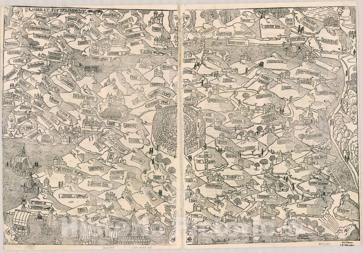 Map : Holy Land Maps #4, [Map of Palestine after Burchard of Mt. Sion ...