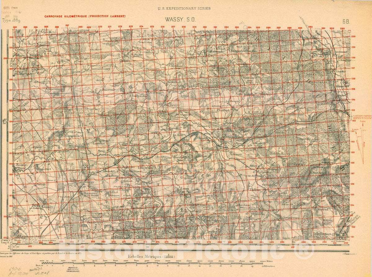 Map : France 1918- 145, [Topographic maps of France], Antique Vintage ...