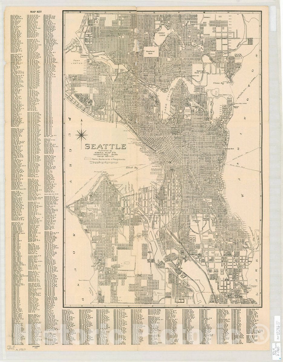 Map : Seattle, Washington 1920, , Antique Vintage Reproduction ...