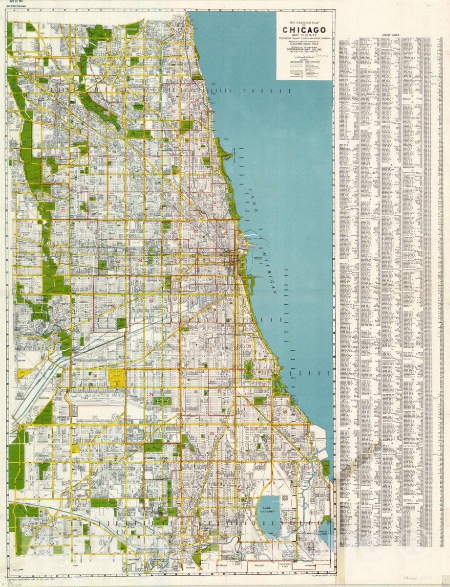 Map : Chicago, Illinois 1956, The Premier map of Chicago and vicinity ...