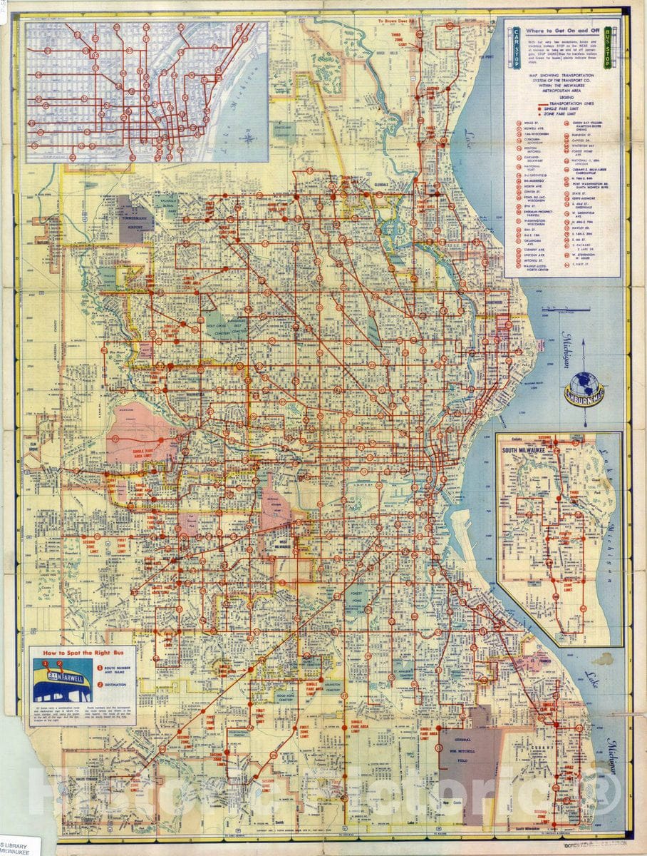 Map : Milwaukee, Wisconsin 1959, Milwaukee transit guide : metropolita ...