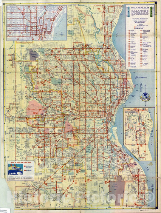 Map : Milwaukee, Wisconsin 1959, Milwaukee transit guide : metropolita ...