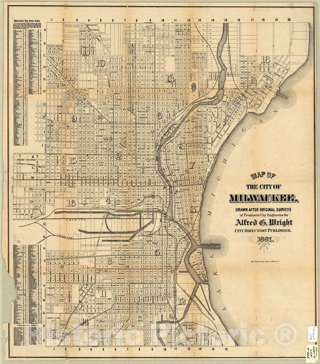 Map : Milwaukee , Map of the city of Milwaukee , Antique Vintage Repro ...