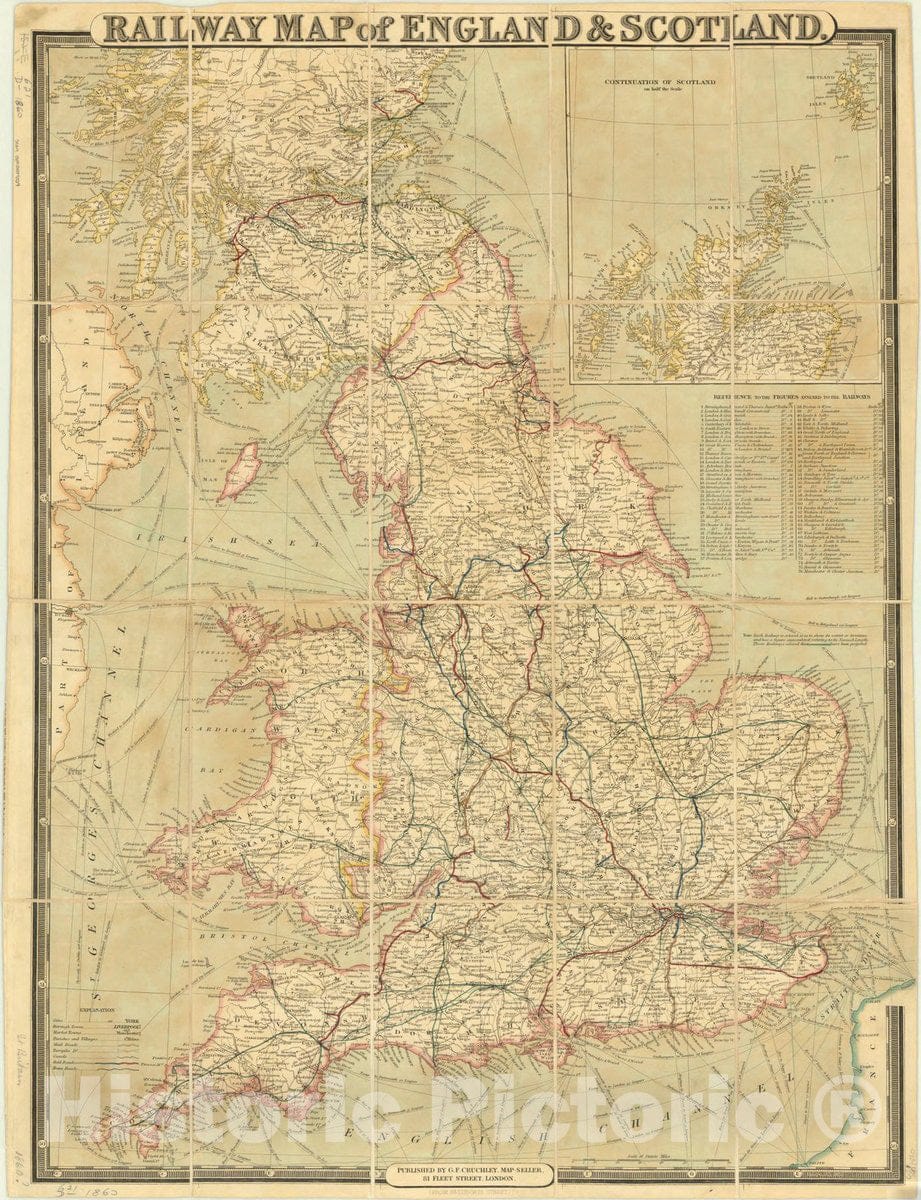 Map : England & Scotland 1860, Antique Vintage Reproduction – Historic ...
