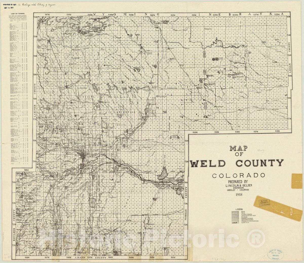 Map : Weld County, Colorado 1918, Map of Weld County, Colorado , Antiq ...