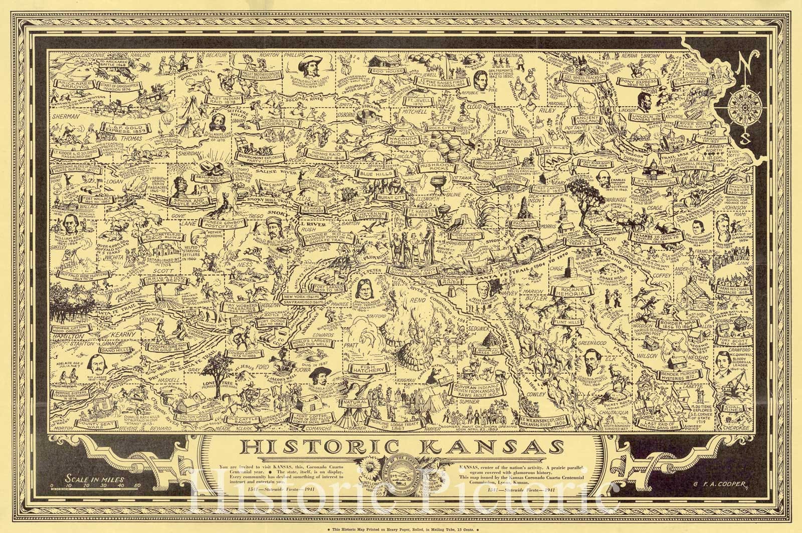 Map : Kansas 1941, Historic Kansas , Antique Vintage Reproduction ...