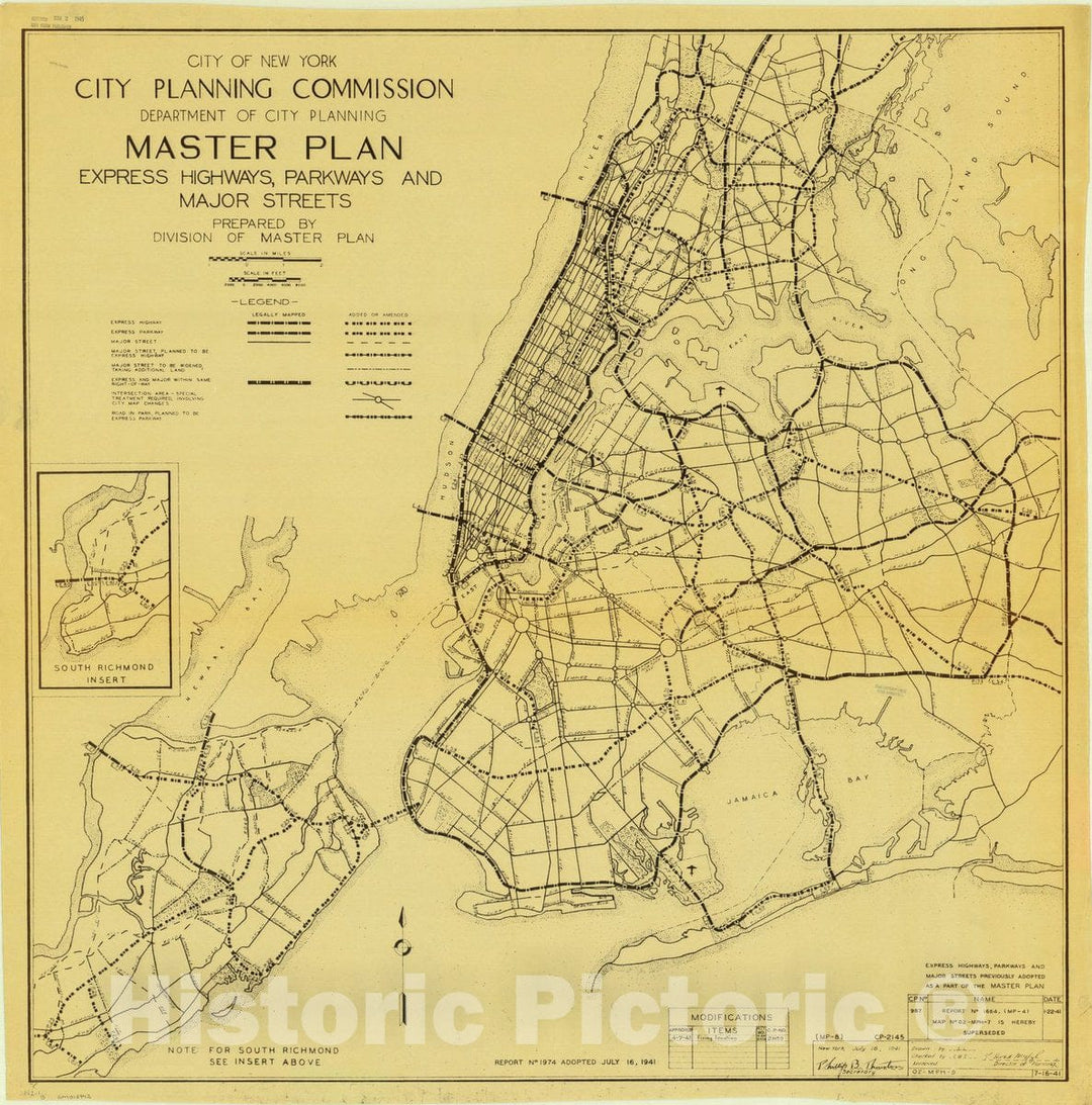 Map : New York City, New York 1943, Master plan express highways, park ...