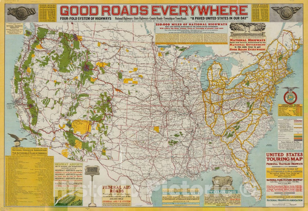 Map : United States 1924 2, Antique Vintage Reproduction – Historic ...