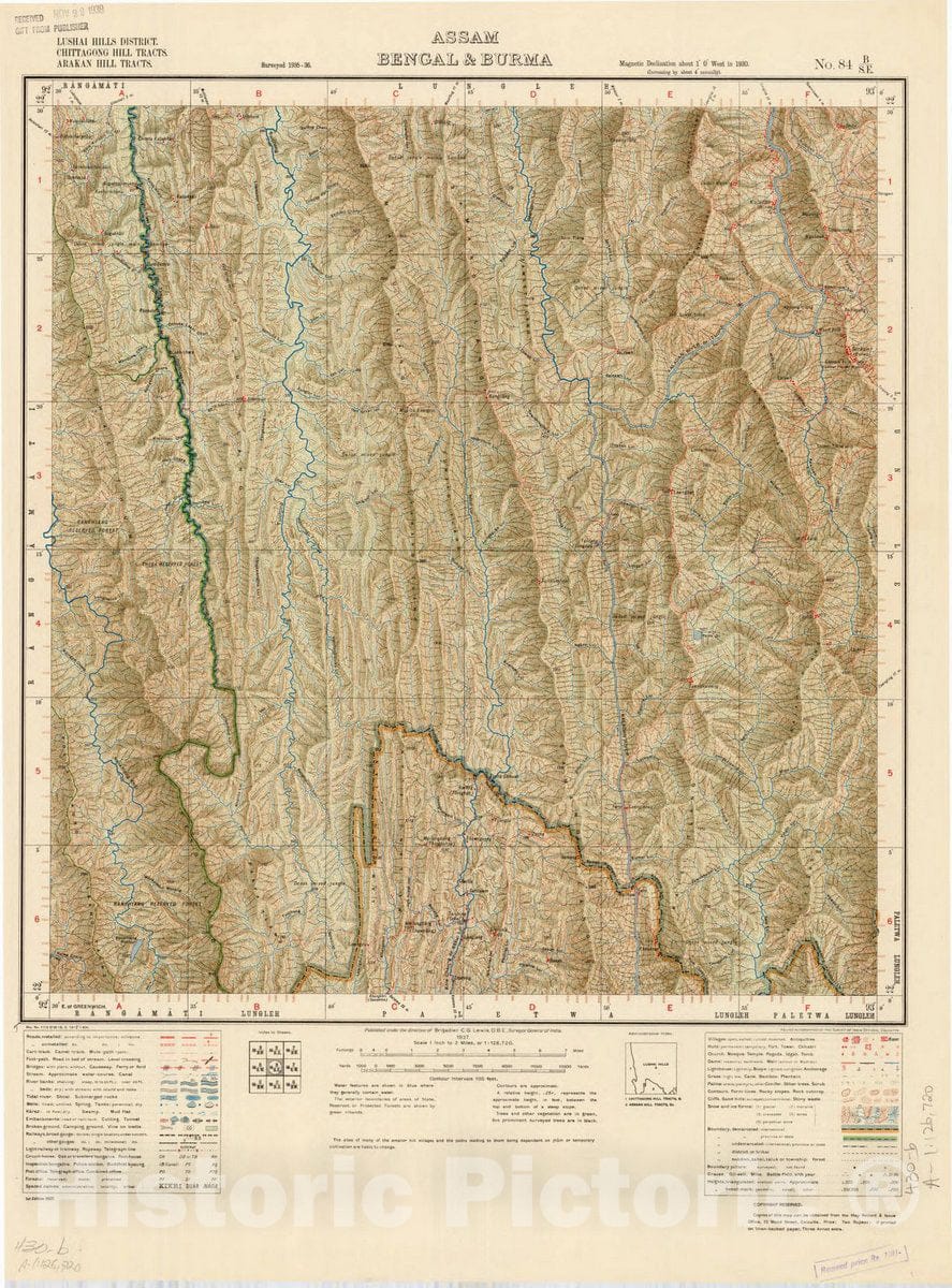 Historic Map : Lushai Hills District, Chittagong Hill Tracts, Arakan H ...